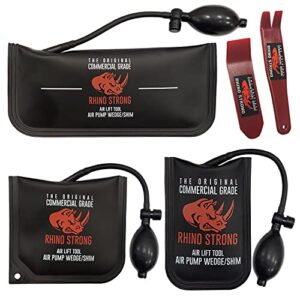 the original rhino strong commercial grade air wedge bag pump professional leveling kit & alignment tool inflatable shim bag 3 piece (small, medium, large). 3 sizes for all of your individual needs.