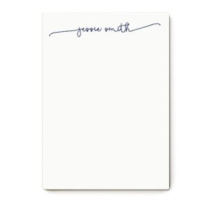 pretty swash script personalized stationery - small notepad 5x7 w/ 50 printed sheets – cute personalized stationery – simple & classy desk supplies – customizable to 8x10 inches - swash script notepad