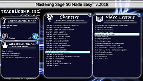 TEACHUCOMP Video Training Tutorial for Sage 50 Made Easy v. 2018 (U.S. Version) DVD-ROM Course and PDF Manual