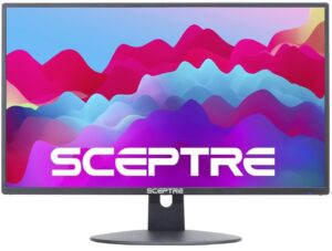 sceptre 22 inch 75hz 1080p led monitor 99% srgb hdmi x2 vga build-in speakers, machine black (e225w-19203r series)