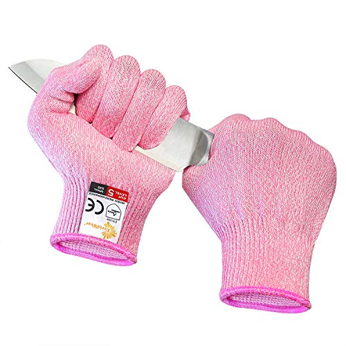 Evridwear Cut Resistant Gloves Food Grade Level 5 Kitchen Safety Protection (Medium, Pink)