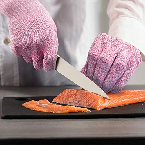 Evridwear Cut Resistant Gloves Food Grade Level 5 Kitchen Safety Protection (Medium, Pink)