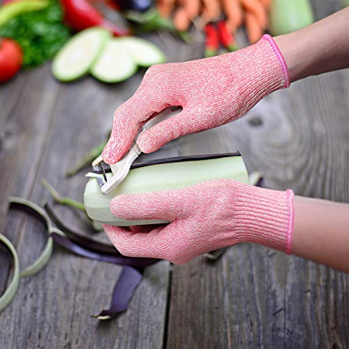 Evridwear Cut Resistant Gloves Food Grade Level 5 Kitchen Safety Protection (Medium, Pink)