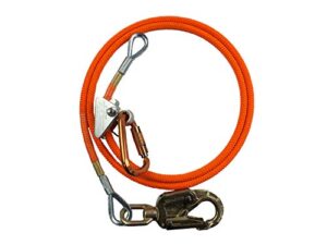 proclimb steel core flipline kit (1/2 inch x 10 feet) - adjustable tree lanyard, low stretch, cut resistant – for fall protection, arborist, tree climbers