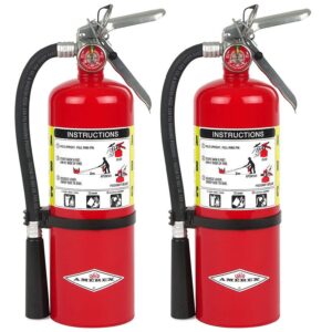 amerex b500 abc dry chemical class a, b, and c fire extinguisher with 12 to 18 feet range and 14 second discharge time (5 lb, 2-pack)