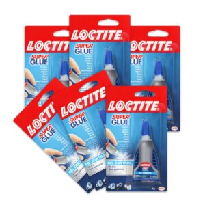 loctite super glue gel control, clear superglue for plastic, wood, metal, crafts, & repair, cyanoacrylate adhesive instant glue, quick dry - 0.14 fl oz bottle, pack of 6