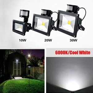 10W Led Motion Sensor Flood Light Outdoor, 800LM Pir Sensitive Security Lights Wall Fixture Lamp, IP66 Waterproof Floodlight for Garage Yard Patio Pathway Porch Entryways-Daylight White with US 3-Plug