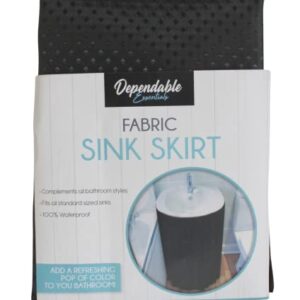 Dependable Industries Inc. Essentials Black Fabric Sink Skirt Mosaic Stitch Black Self Stick Adhesive