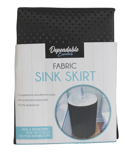 Dependable Industries Inc. Essentials Black Fabric Sink Skirt Mosaic Stitch Black Self Stick Adhesive