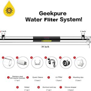 Geekpure Whole House Water Filter System– 55 W UV Water Purifier with 3 UV Filter + 3 Quartz Sleeve