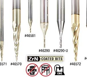 Amana Tool - 46299 CNC 2D & 3D Carving Flat Bottom 0.10 Deg Angle x 1/8 Dia x 1-1/2 x 1