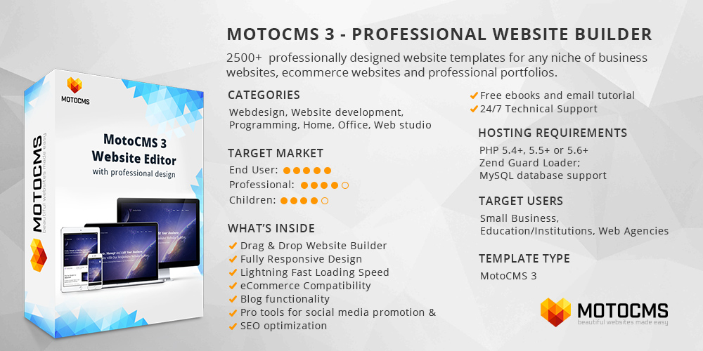 MotoCMS 3 - Professional Website Builder. 2500+ Ready-Made Website Designs. [Online Code]