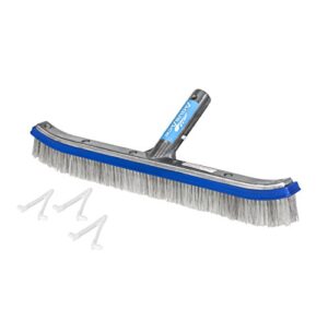 aquaace premium combo nylon and stainless steel wire bristle pool brush, mixed bristles for extra scrubbing power, three extra v clips, not for above ground or vinyl pools