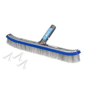 AquaAce Premium Combo Nylon and Stainless Steel Wire Bristle Pool Brush, Mixed Bristles for Extra Scrubbing Power, Three Extra V Clips, Not for Above Ground or Vinyl Pools