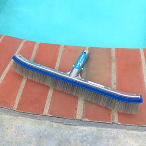 AquaAce Premium Combo Nylon and Stainless Steel Wire Bristle Pool Brush, Mixed Bristles for Extra Scrubbing Power, Three Extra V Clips, Not for Above Ground or Vinyl Pools