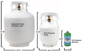 FLAME KING YSN5LB 5 Pound Propane Tank Cylinder, Great For Portable Grills, Fire Pits, Heaters And Overlanding, White