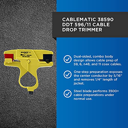 Cablematic 38590 DDT 596/11 Dual Drop Cable Stripper for Professional Technicians, Electricians, and Installers, Easily Portable Tool, 2 Ounces