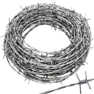 real barbed wire 50ft 18 gauge - great for crafts, fences, and critter deterrent