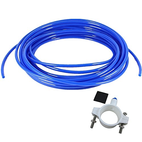 Drain Saddle Valve with 1/4 inch Quick Connect for Under-sink Reverse Osmosis (RO) Systems, 6 feets 1/4 inch Tubing Hose Pipe for RO Water Filter System (blue pipe 2Meter)