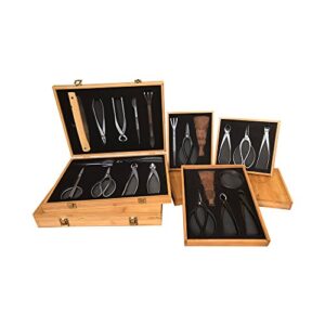 Tinyroots Bonsai Tools Package - Eleven Piece Carbon Steel Tool Kit, Bamboo Case