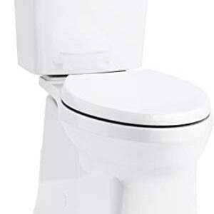 KOHLER 3814-0 Corbelle Comfort Height(R) elongated 1.28 gpf toilet with skirted trapway and Revolution 360 swirl flushing technology and left-hand trip lever (2 Piece), White