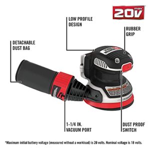 PORTER-CABLE 20V MAX* Random Orbital Sander, Cordless, 5-Inch, Tool Only (PCCW205B)