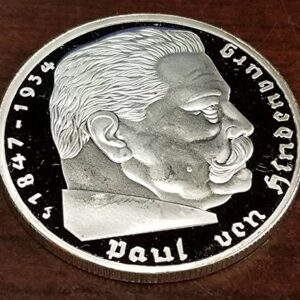 Third Reich 5RM Hindenburg coin silver plated