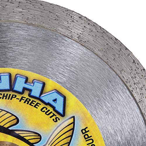 Delta Diamond Piranha Premium 4 1/2 Inch Tile Diamond Saw Blade, Continuous Rim, 7/8"-5/8" Arbor, Dry or Wet Cutting Porcelain & Ceramic Tiles (4.5")