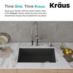 KRAUS Forteza™ 32” Undermount Single Bowl Granite Kitchen Sink in Black, KGU-55BLACK