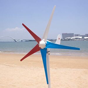 Marsrock 400W 12V AC 5 Blades Small Wind Turbine Generator with Charging Indicator Windmill MPPT Controller for Wind and Solar Hybrid Light Monitor Systems 2m/s Low Start Wind Speed(5S-400H-12W)