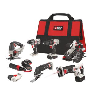 porter-cable 20v max* cordless drill combo kit, 8-tool (pcck6118)