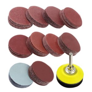 coceca 100pcs 2 inch drill sander attachment with backer plate 1/4" shank sanding discs pad kit includes 80-3000 grit sandpapers