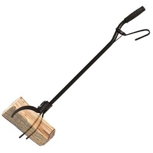 redneck convent heavy-duty log grabber fire tongs poker tool with spring handle and 3 prong, 36in – place wood on campfire fireplace