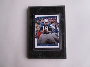 johnny unitas baltimore colts 2017 donruss football player card mounted on a 4" x 6" black marble plaque