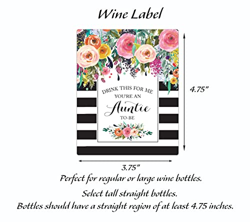 Drink This For Me - You're An Auntie-To-Be Wine Labels ● SET of 5 ● GENDER NEUTRAL Pregnancy Announcement Wine Labels, Pregnancy Reveal, Alternative to Baby Announcement Card WATERPROOF Black A104-5A1