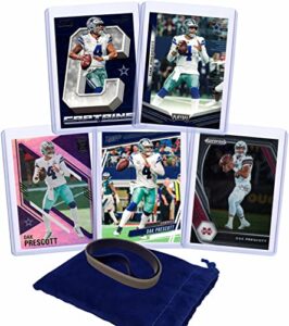 dak prescott football cards gift bundle - dallas cowboys (5) assorted trading cards