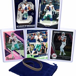 Dak Prescott Football Cards Gift Bundle - Dallas Cowboys (5) Assorted Trading Cards