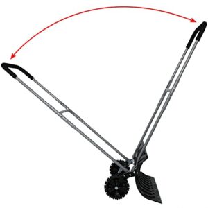 CASL Brands Snow Shovel with Wheels for Driveway - 6-Inch Polypropylene Wheels and Adjustable Aluminum Handle - 26-Inch Blade