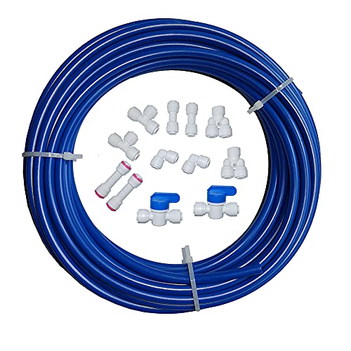 Malida Water purifier quick connector,RO water 1/4 tubing, RO water filter fittings, 1/4 inch tubing blue 10 meters + quick connect 12pcs