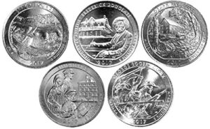 2017 d complete set of 5 national park quarters uncirculated