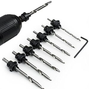 Bastex 7 Piece Countersink Drill Bit Set. Great Carpentry Reamer, Made for Woodworking. Screw Hole Cutter with Adjustable Depth