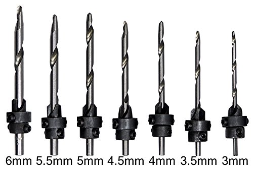 Bastex 7 Piece Countersink Drill Bit Set. Great Carpentry Reamer, Made for Woodworking. Screw Hole Cutter with Adjustable Depth