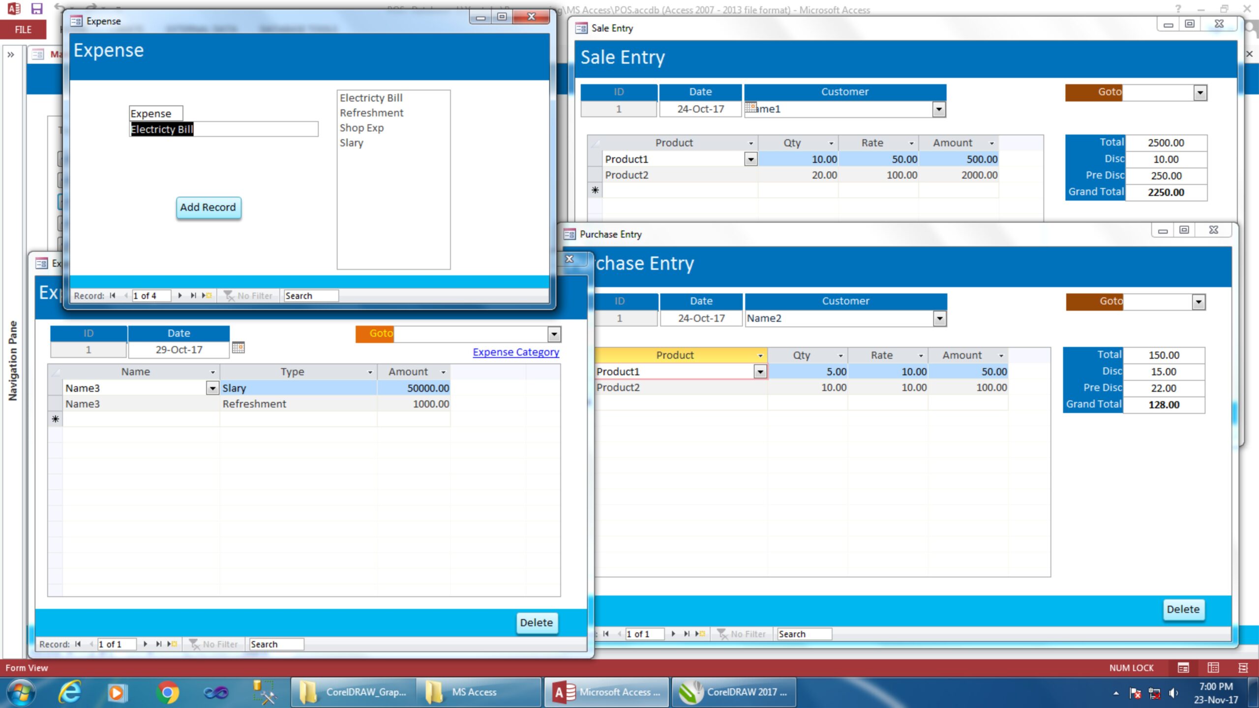 Point of Sale Management System with Relational Database