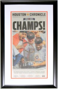 houston astros 2017 world series houston chronicle newspaper 11/2/17 - professionally framed 14x28