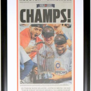 HOUSTON ASTROS 2017 WORLD SERIES HOUSTON CHRONICLE NEWSPAPER 11/2/17 - PROFESSIONALLY FRAMED 14x28