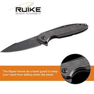 Ruike Folding Knive, Black, 420 Ss (P128-SB)