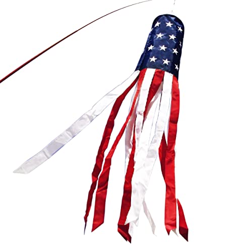 ANLEY 40 Inch American US Flag Windsock, Stars & Stripes USA Patriotic Decorations - Embroidered Stars and Fade Resistant - 3.3 Feet