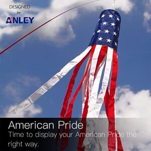 ANLEY 40 Inch American US Flag Windsock, Stars & Stripes USA Patriotic Decorations - Embroidered Stars and Fade Resistant - 3.3 Feet