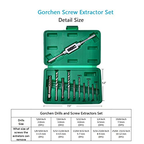 OCGIG 11 PCS Damaged Broken Screw Extractor Drill Bit Bolt Stud Remover Tool Kit Set