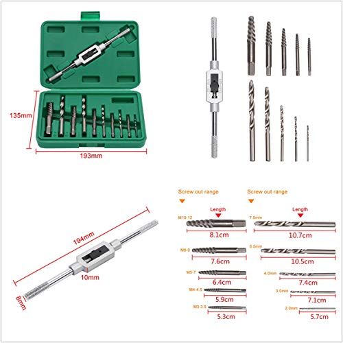 OCGIG 11 PCS Damaged Broken Screw Extractor Drill Bit Bolt Stud Remover Tool Kit Set